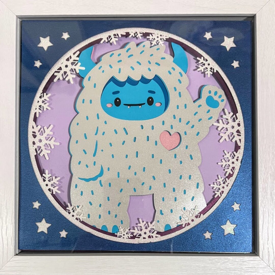 EZ Shadowbox Yeti With Love SVG for Cricut - Etsy
