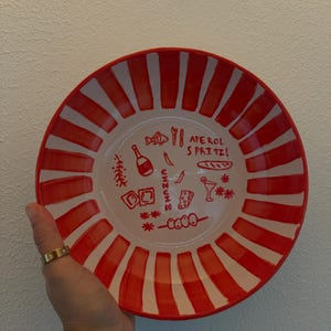 Cute Hand Painted Red Italian Themed Ceramic Bowl - Etsy