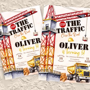 Editable Construction Invitation, Construction Birthday Invitations ...