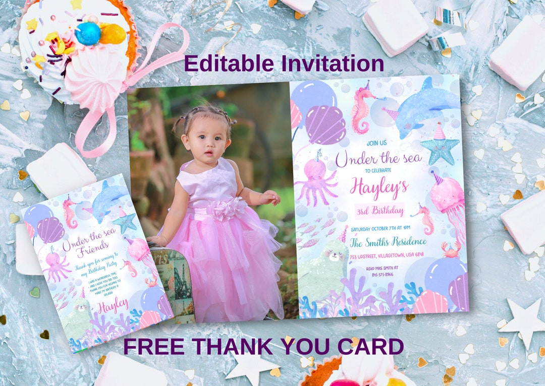 Editable Under the Sea Birthday Invitation, Editable Ocean Animals ...