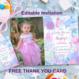 Editable Under the Sea Birthday Invitation, Editable Ocean Animals ...