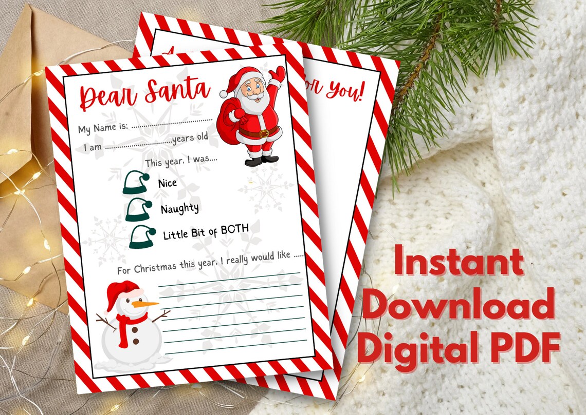 Dear Santa Letter, Christmas Letter to Santa, Christmas Wishlist ...