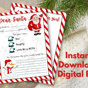 Dear Santa Letter, Christmas Letter to Santa, Christmas Wishlist ...