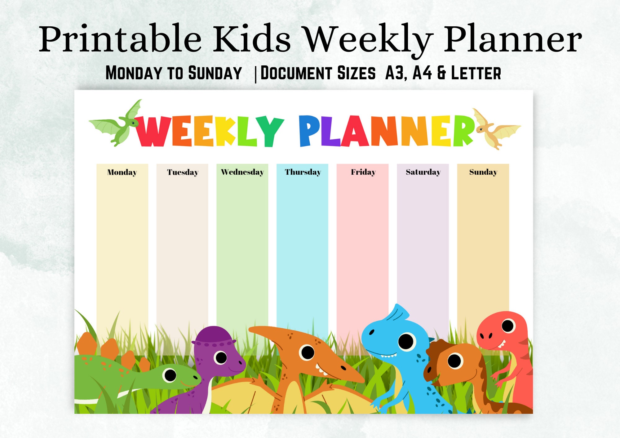 Kids Weekly Planner Printable Weekly Schedule Kids Weekly - Etsy