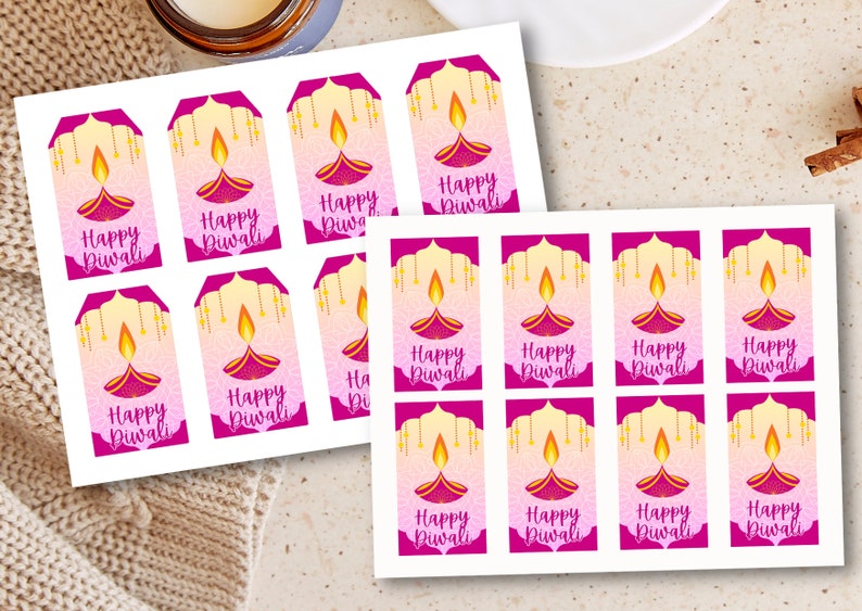 Happy Diwali Gift Tags, Printable Deepawali Gift Tags, Diwali Rangoli ...