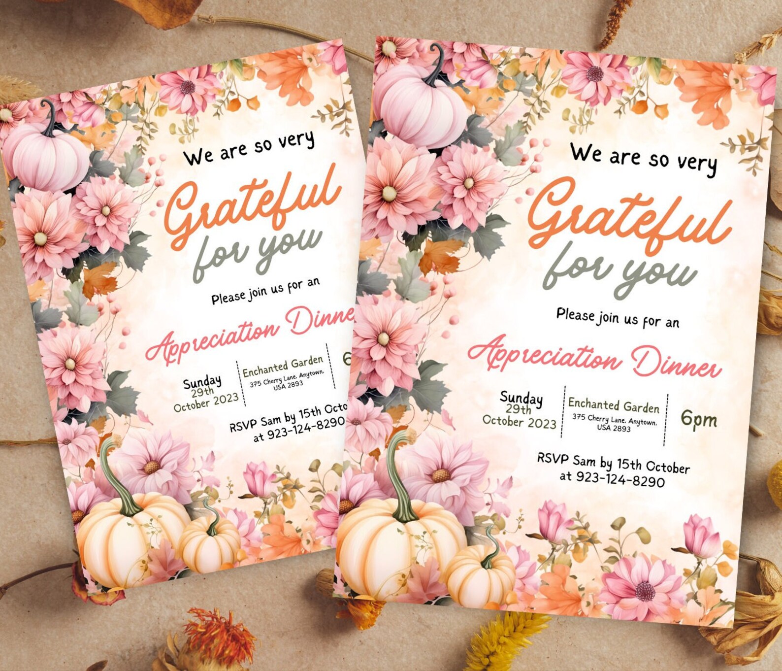 Gateful for You Fall Appreciation Invitation Teacher Staff Invite ...