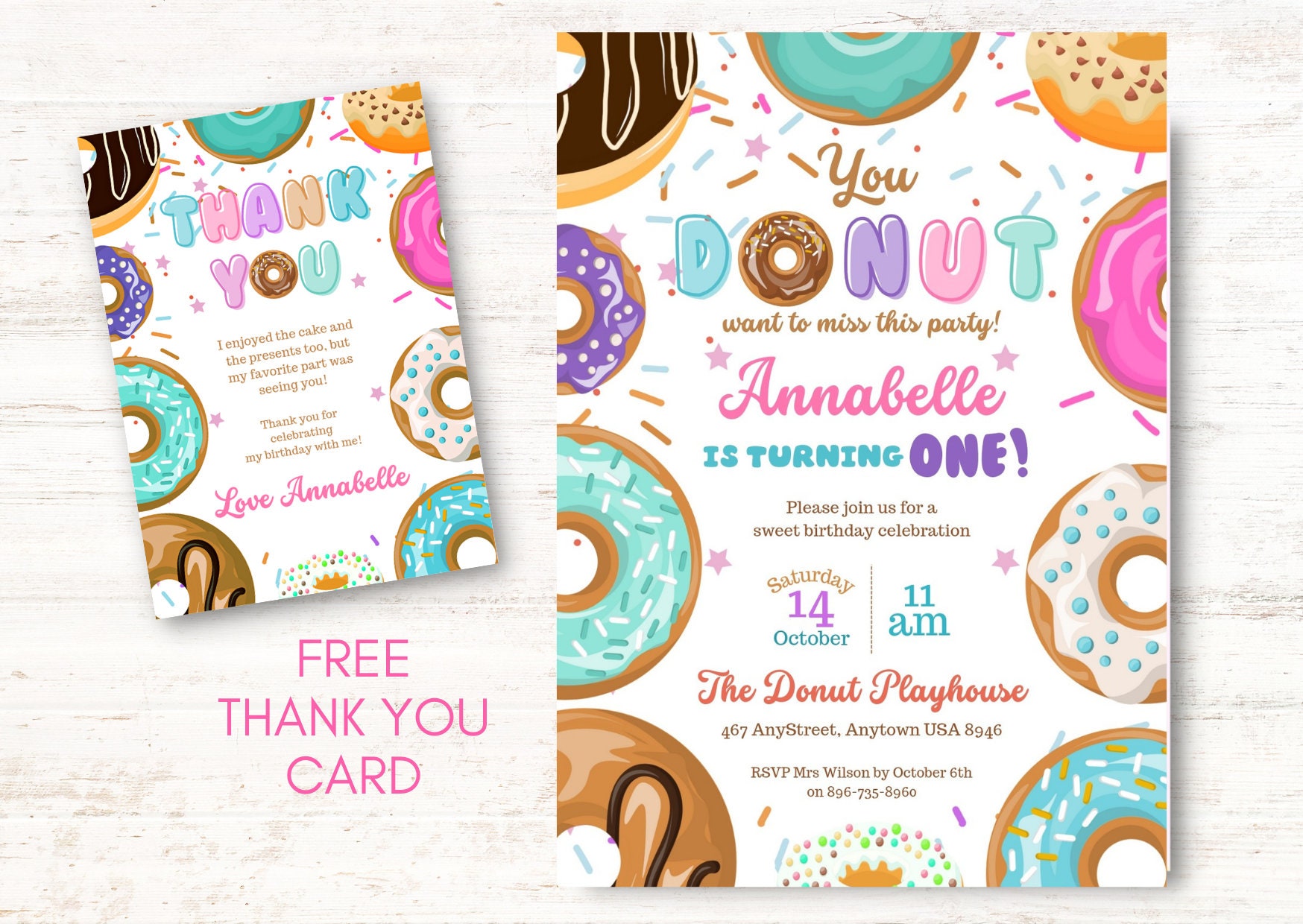 Editable Donut Birthday Invitation Donut Invite Birthday Party - Etsy