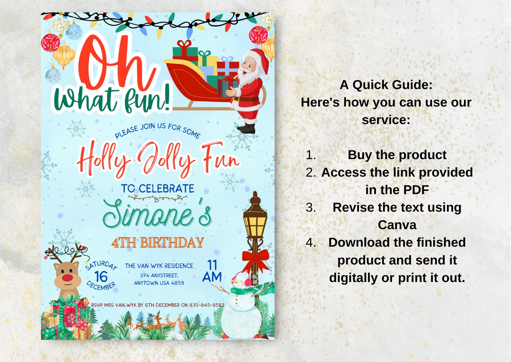 Editable Christmas Birthday Invitation: Oh What Fun Party (digital ...