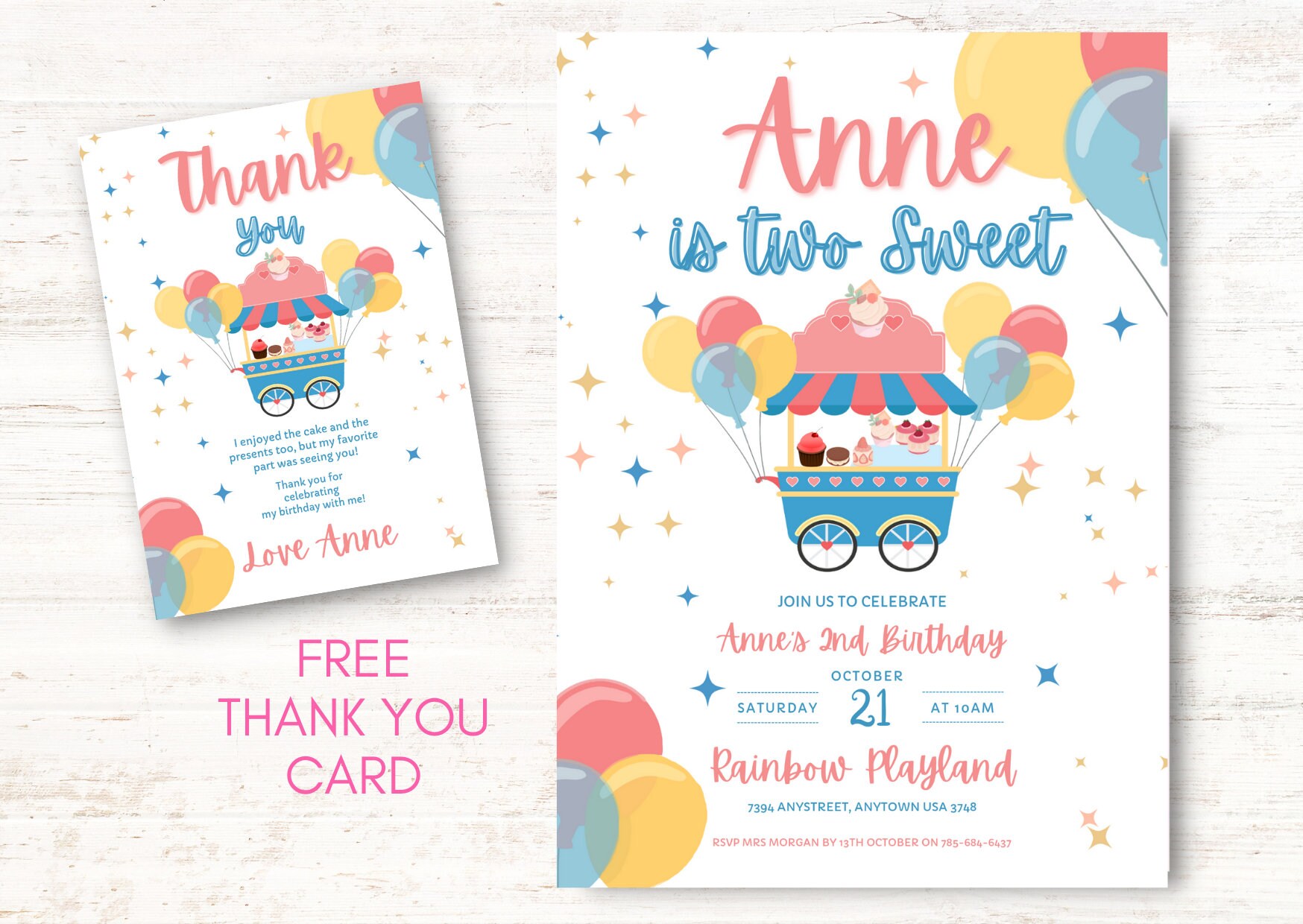 Editable Sweet Birthday Invitation Sweet Treat Cart Invite - Etsy