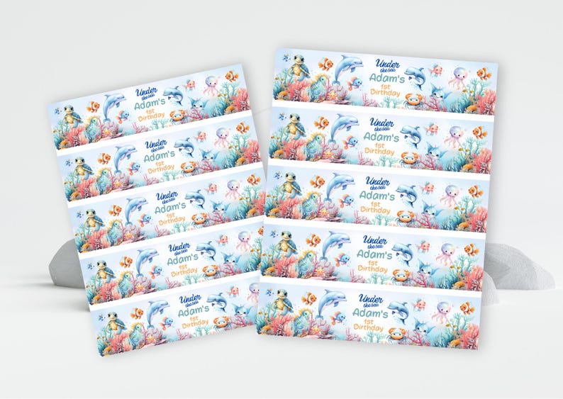 Editable Under the Sea Water Bottle Label: Ocean Party Sticker (digital ...