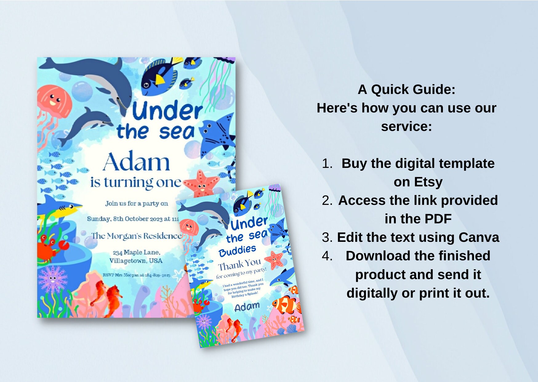 Editable Under the Sea Birthday Invitation, Editable Sea Creatures Text ...