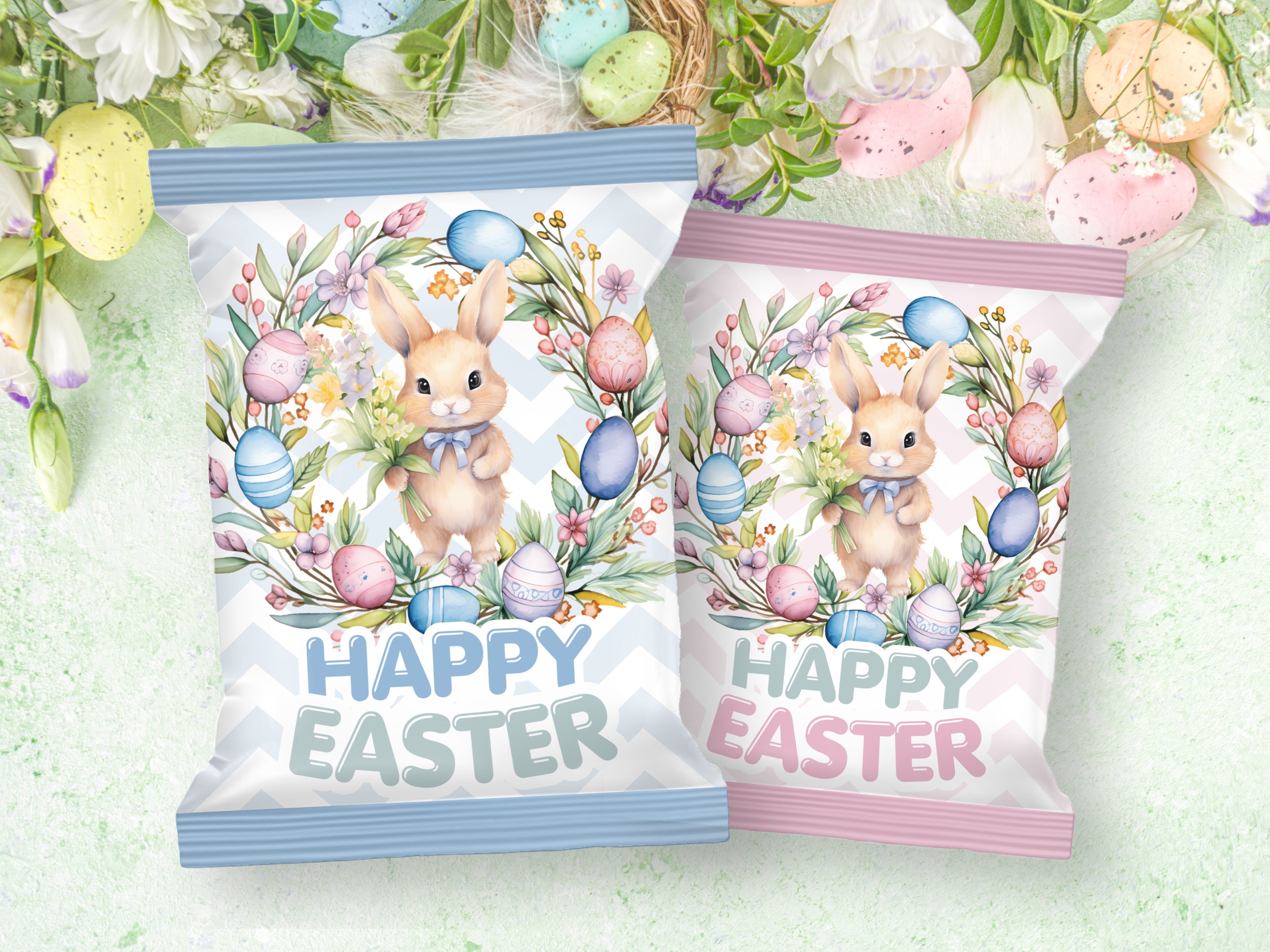 Easter Chip Bag Printable Easter Chip Bag, Happy Easter Treat Bag Bunny ...