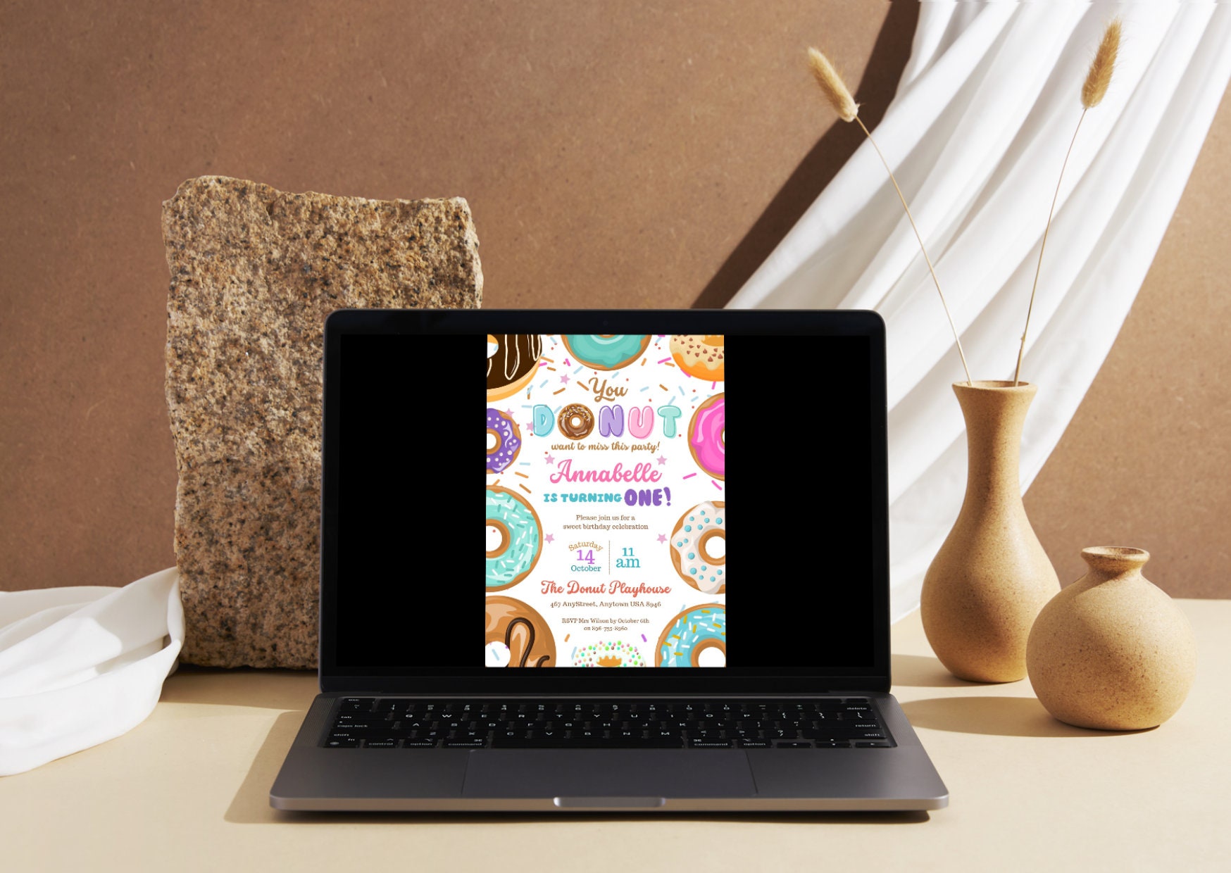 Editable Donut Birthday Invitation Donut Invite Birthday Party - Etsy