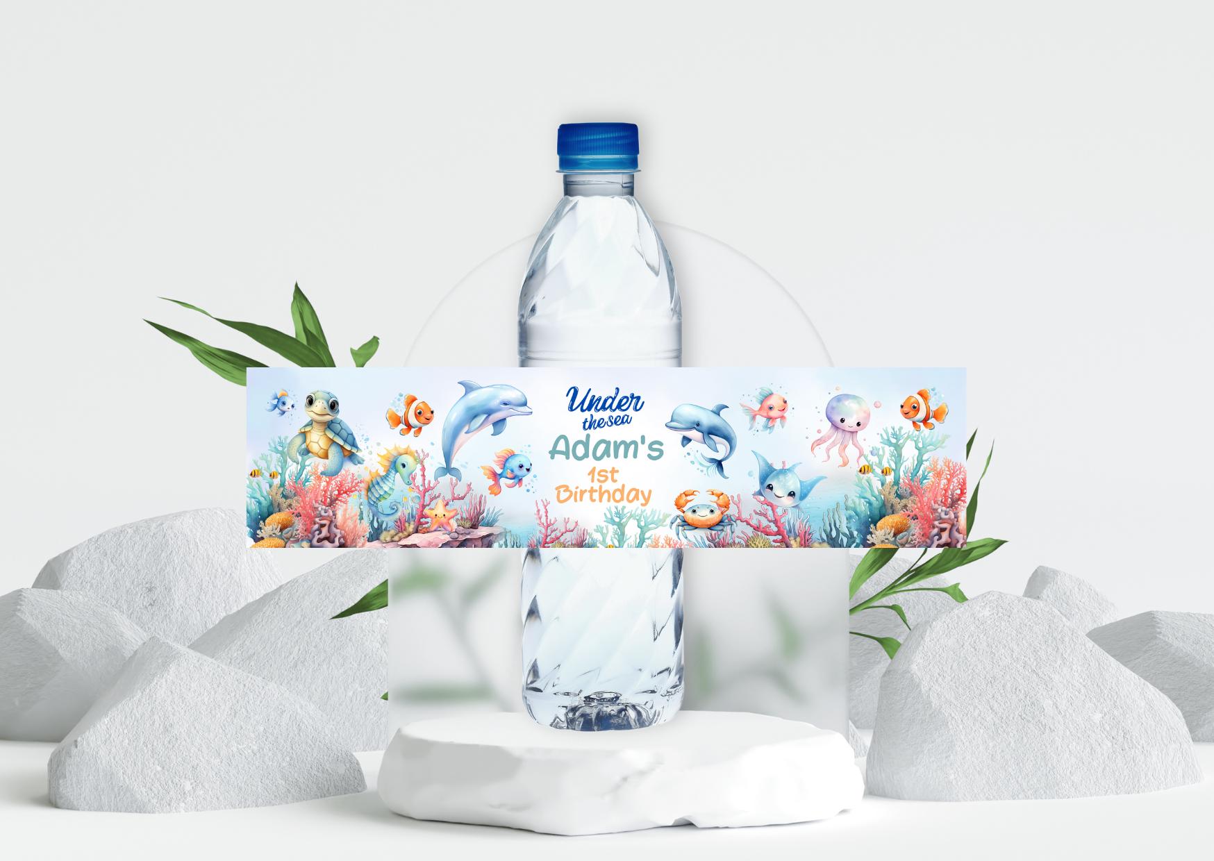 Editable Under the Sea Water Bottle Label: Ocean Party Sticker (digital ...