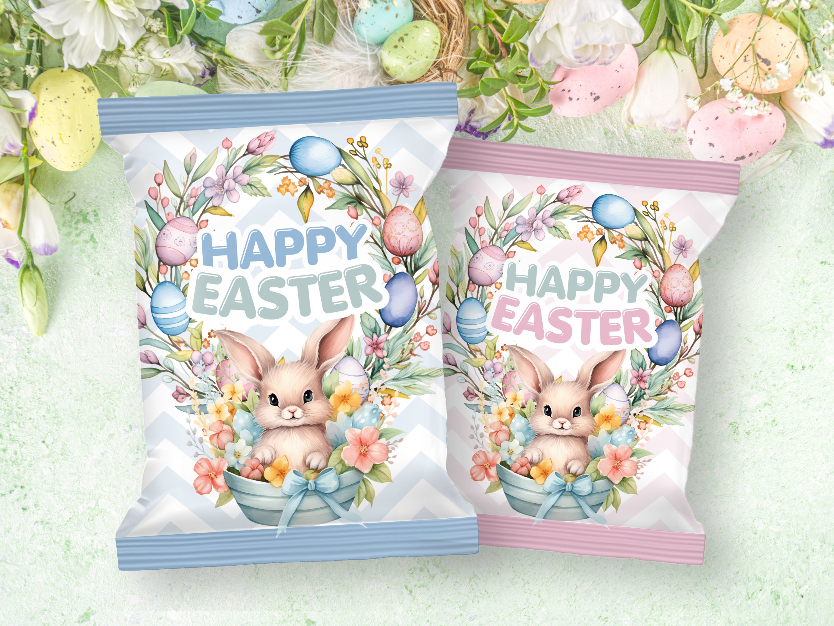 Easter Chip Bag Printable Easter Chip Bag, Happy Easter Treat Bag Bunny ...