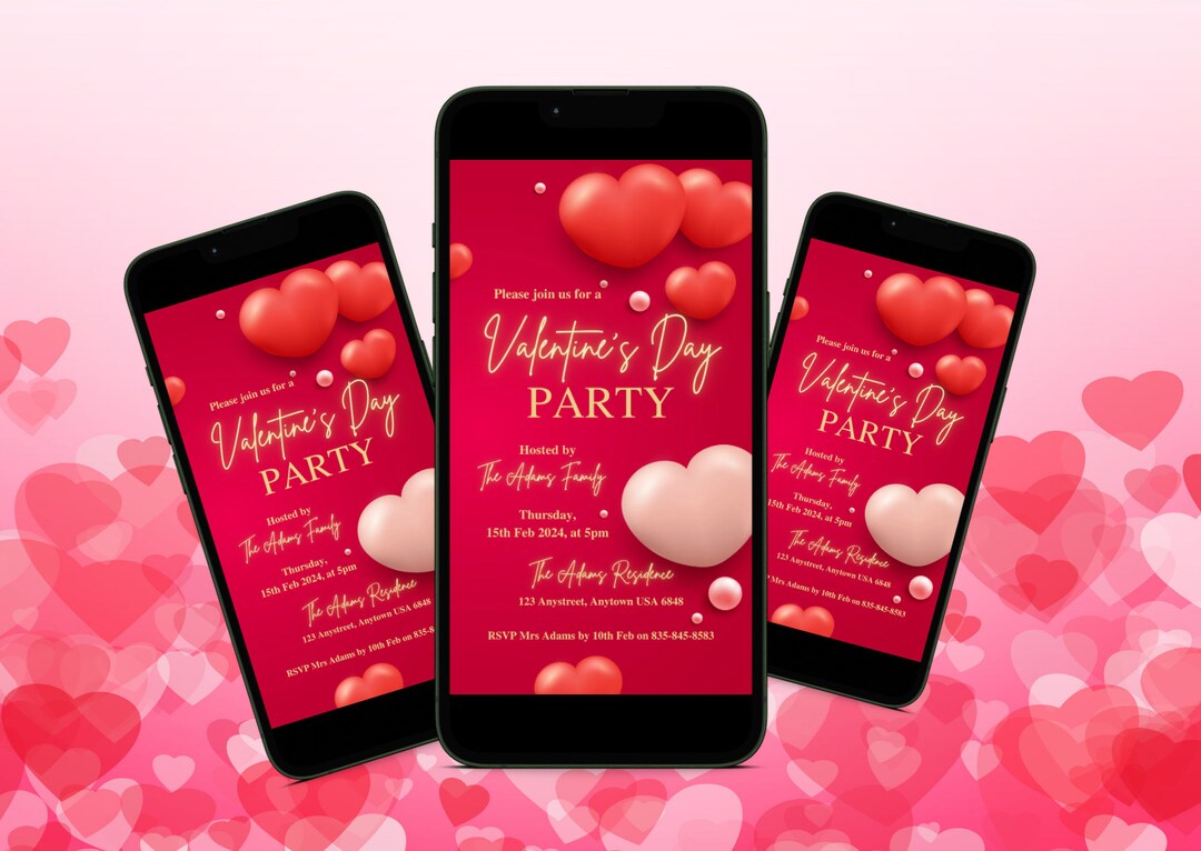 Editable Valentine's Day Party Invitation: Digital Text Invite (PDF) - Etsy