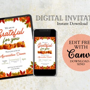 Fall Appreciation Invitation Grateful for You Teacher Staff Invite ...