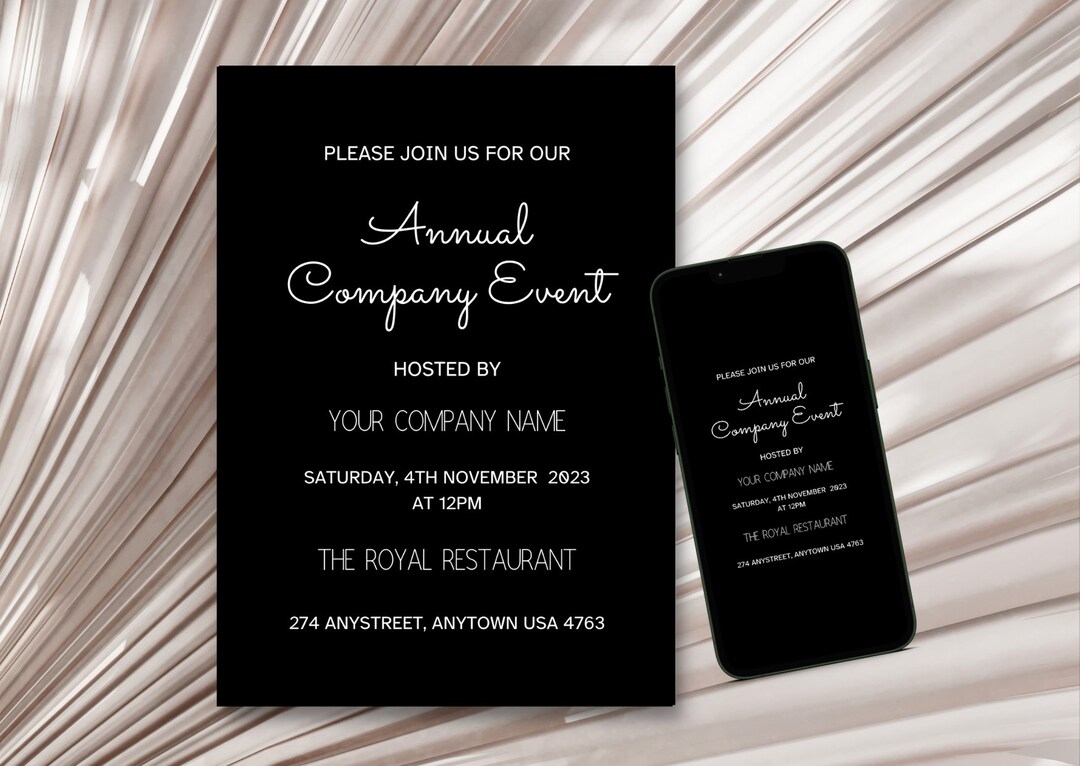 Corporate Event Invitation: Minimalist Company Party Invite (digital ...