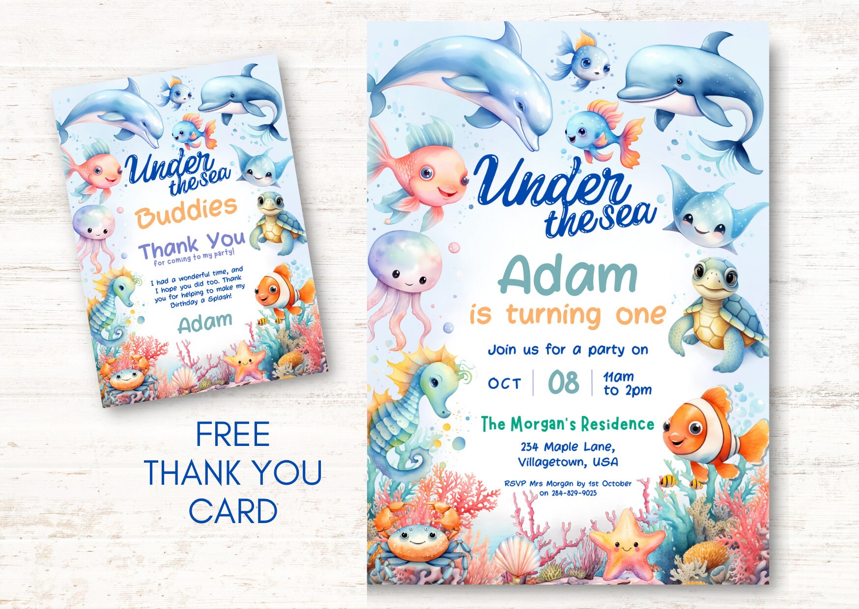 Under the Sea Birthday Invitation: Editable Ocean Animals (digital) - Etsy