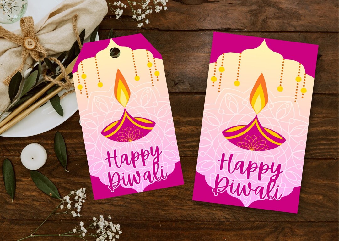 Happy Diwali Gift Tags, Printable Deepawali Gift Tags, Diwali Rangoli ...