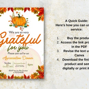 Fall Appreciation Invitation Grateful for You Teacher Staff Invitation ...