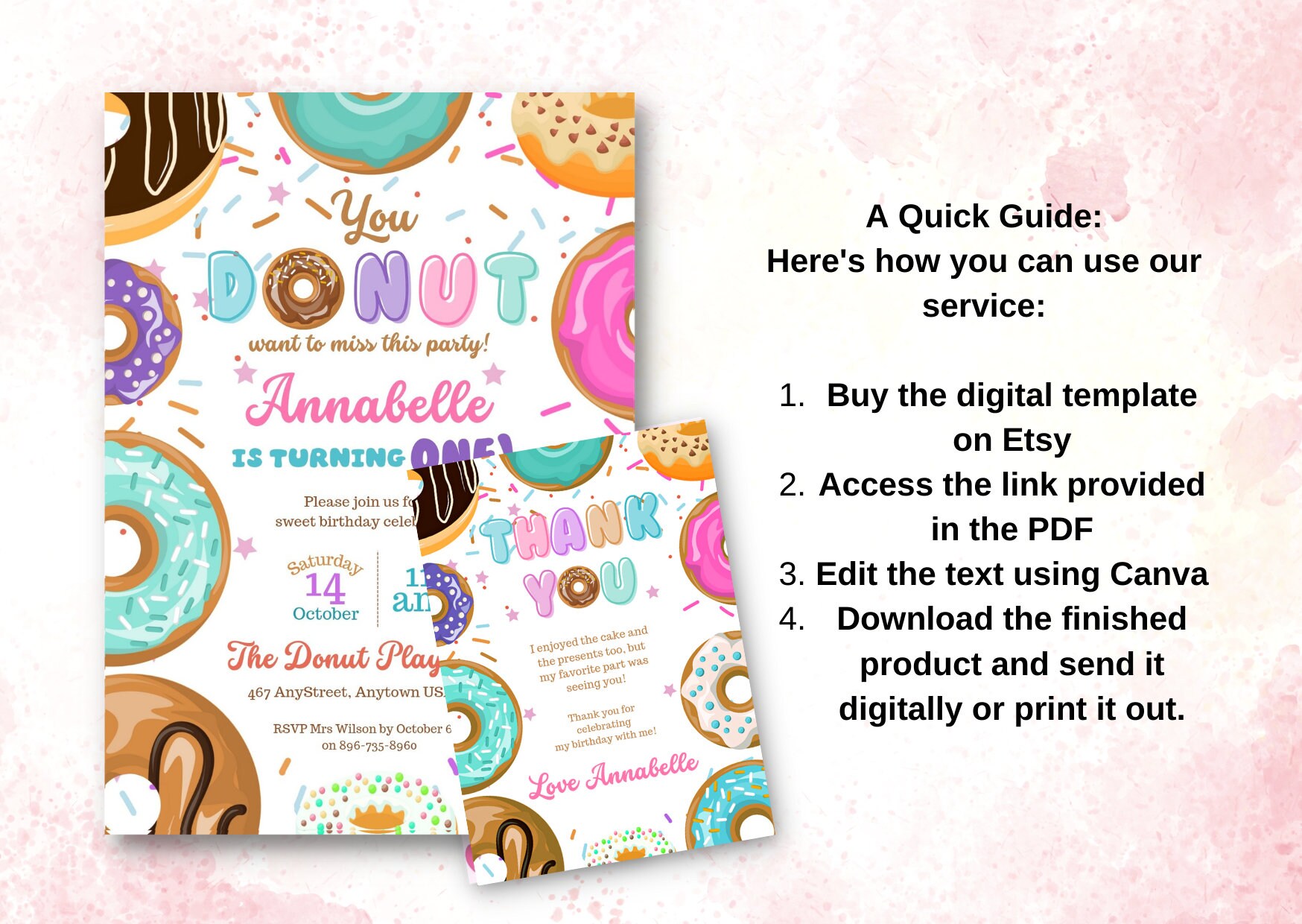 Editable Donut Birthday Invitation Donut Invite Birthday Party - Etsy
