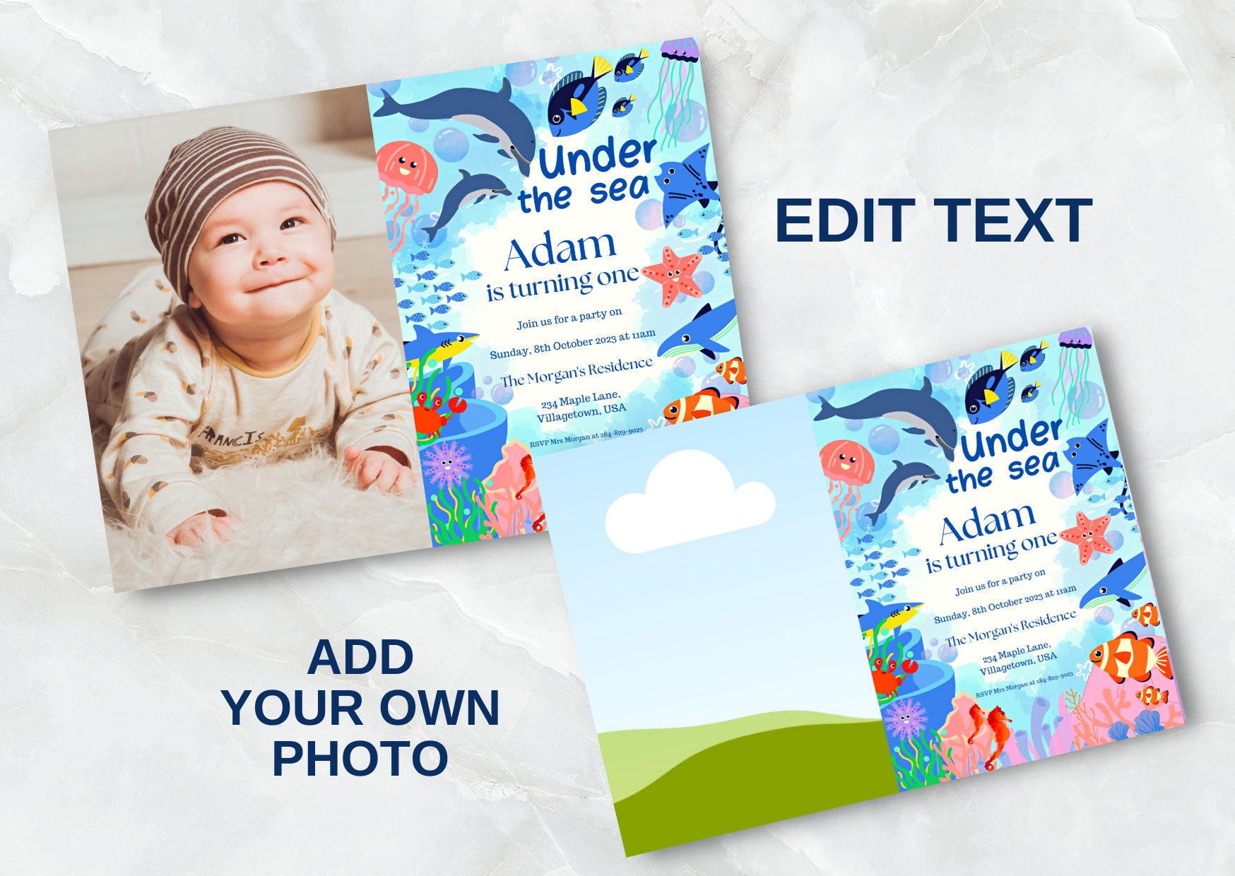 Editable Electronic Under the Sea Birthday Invitation, Digtal Editable ...