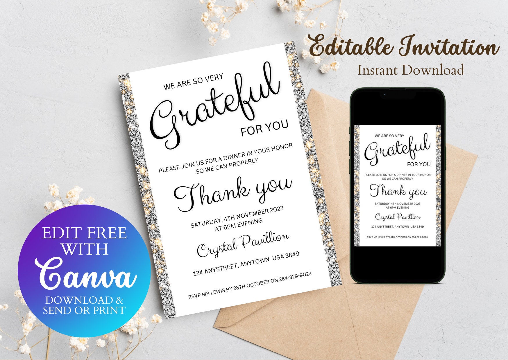 Modern Client Appreciation Invitation, Grateful for You Invitation ...