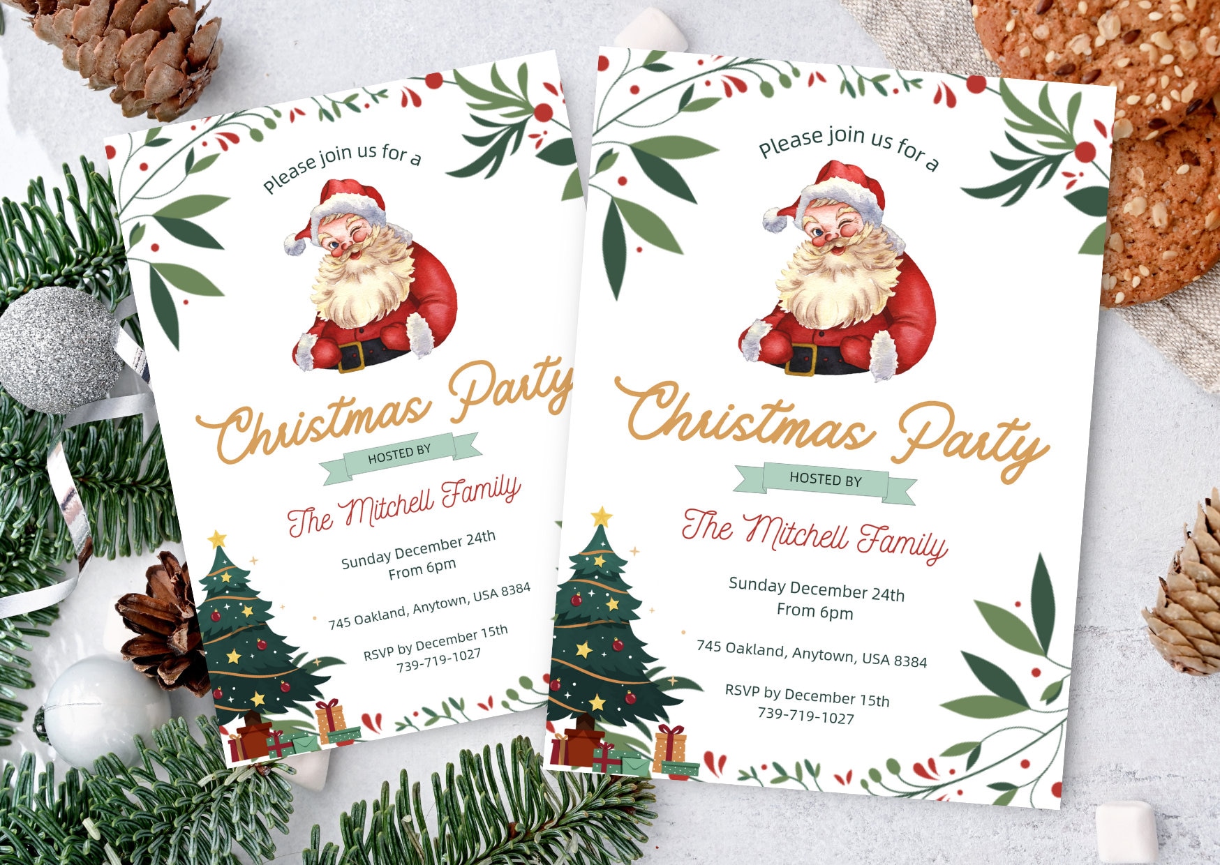 Christmas Party Invitation Santa Invitation Printable Christmas Digital ...