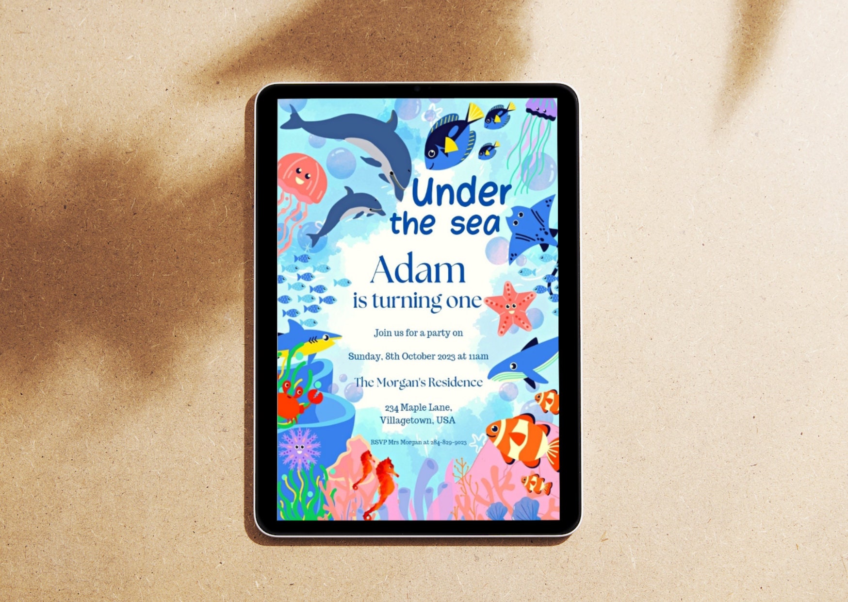 Editable Under the Sea Birthday Invitation, Editable Sea Creatures Text ...