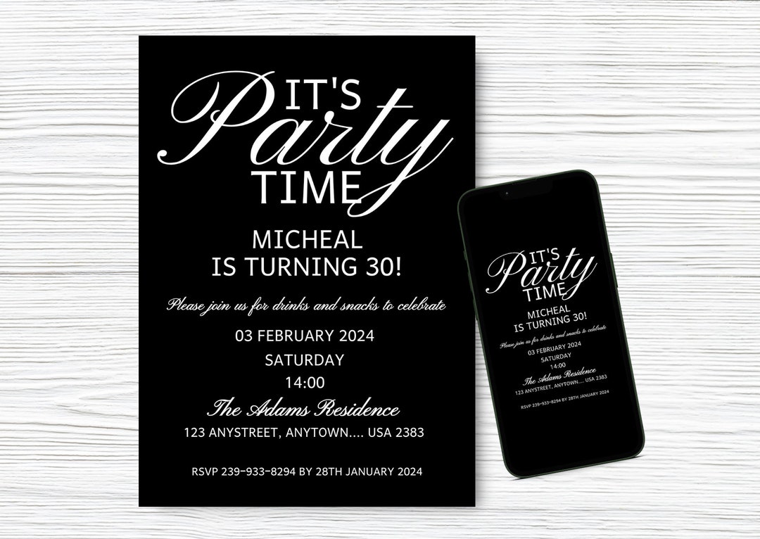Minimal Modern Party Invitation Template, Mobile Invitation, E-invite ...