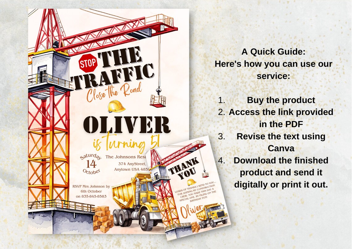 Editable Construction Invitation, Construction Birthday Invitations ...