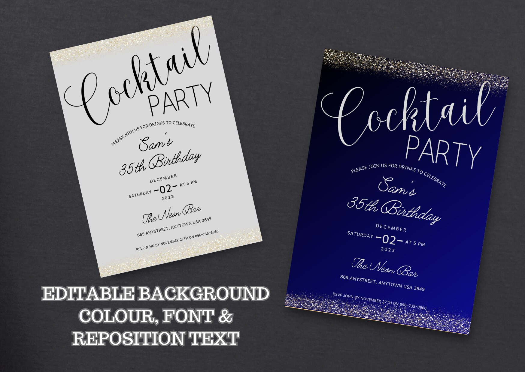 Cocktail Party Invitation Template, Printable Drinks Invite, Editable ...