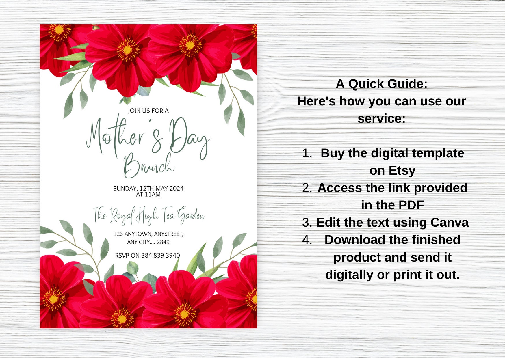 Editable Mothers Day Brunch Invitation Printable Mother's Day Brunch ...