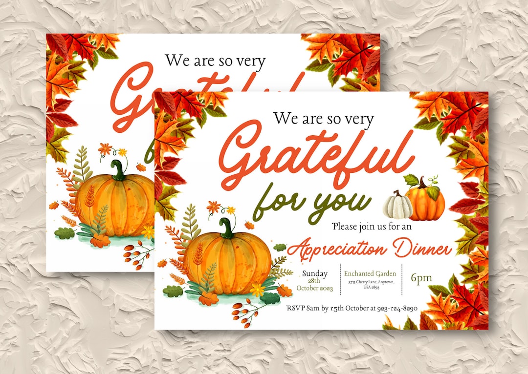 Fall Appreciation Invitation Grateful for You Teacher Staff Invitation ...