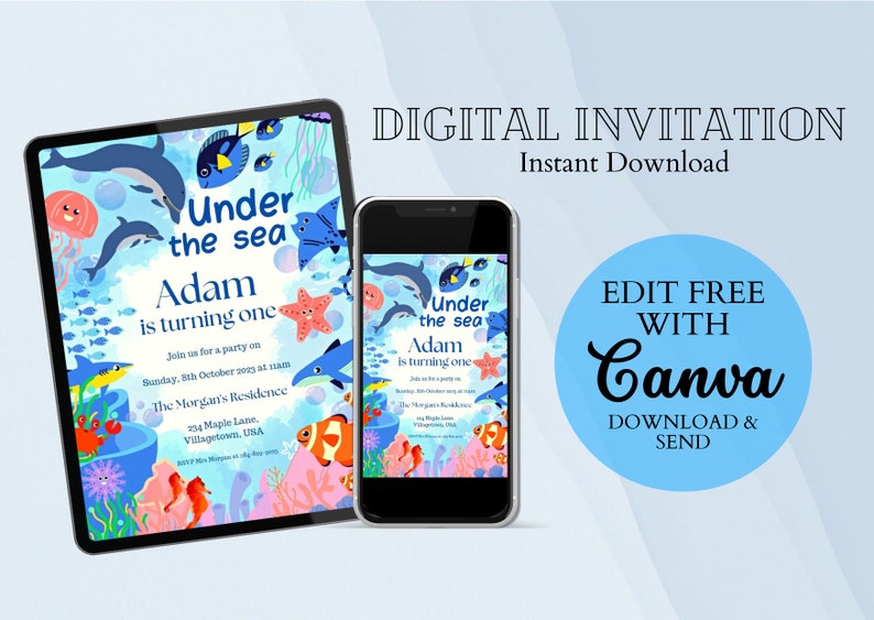 Editable Under the Sea Birthday Invitation, Editable Sea Creatures Text ...