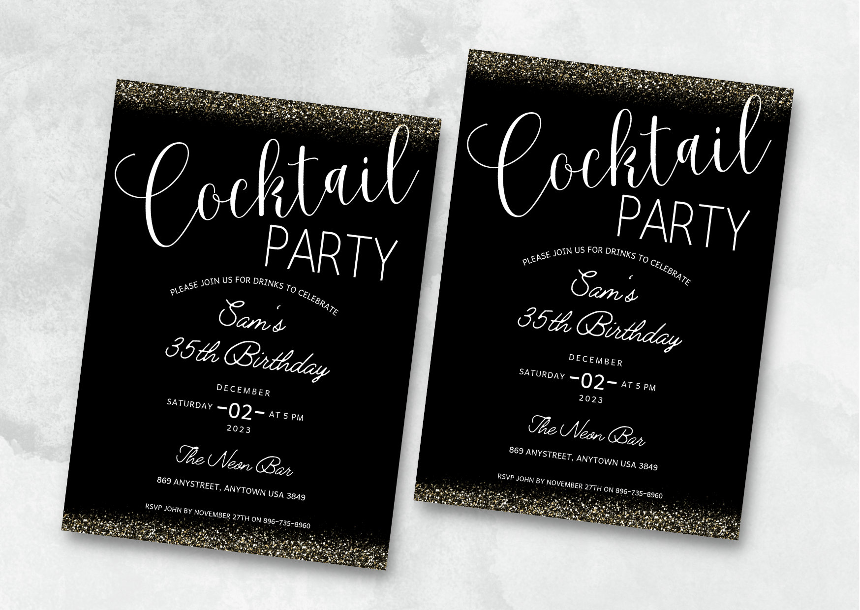 Cocktail Party Invitation Template, Printable Drinks Invite, Editable ...