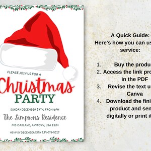 Christmas Party Invitation, Editable Christmas Party Invitation, Party ...