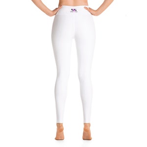 White High Waisted Leggings, White Yoga Pants, White Workout Pants ...
