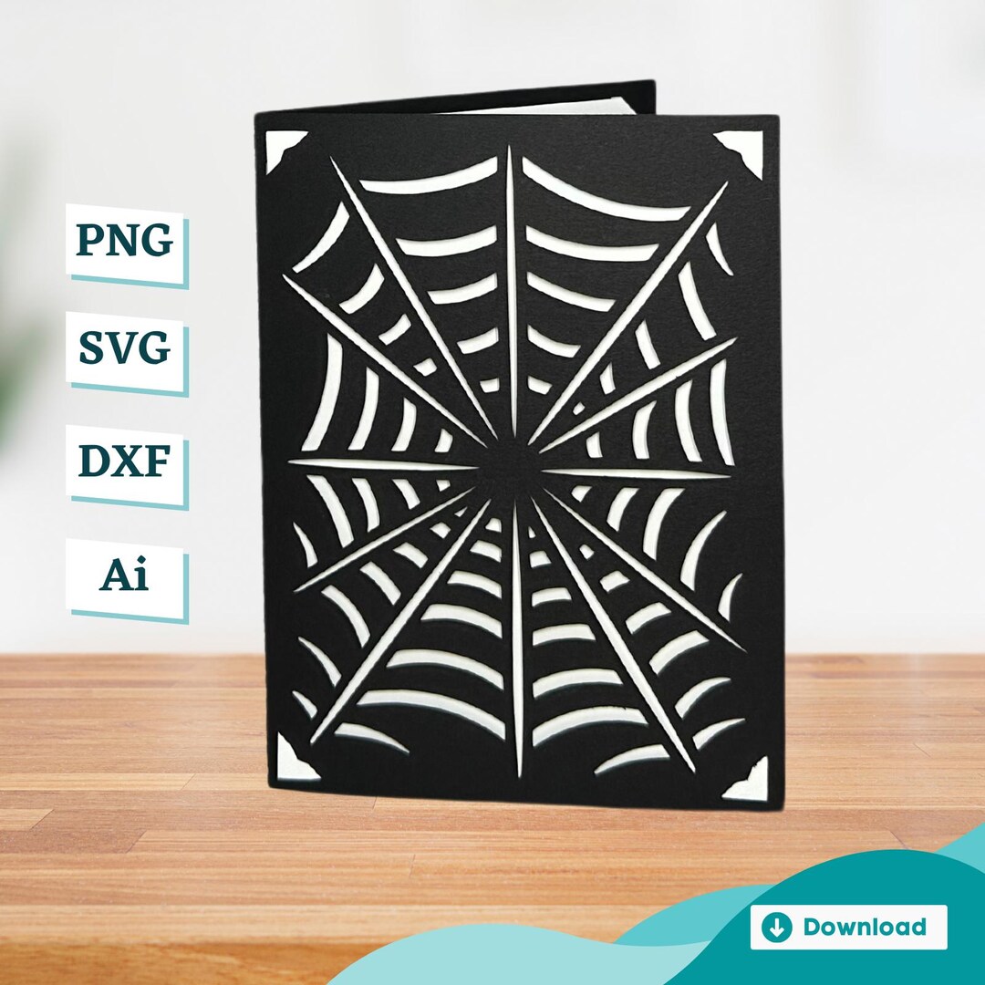 Spider Webs Card Halloween Cut File Template, Spider Web Cut Out Cut ...
