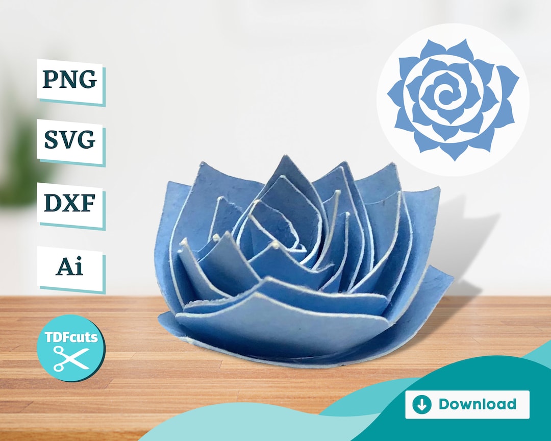 Pointy Petal Paper Rose Cut File in PNG, SVG, DXF, Ai, Cardstock ...
