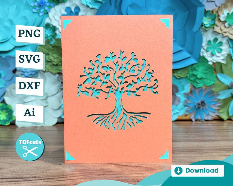 Tree of Life Card SVG Template Gift for Birthday Postcard - Etsy