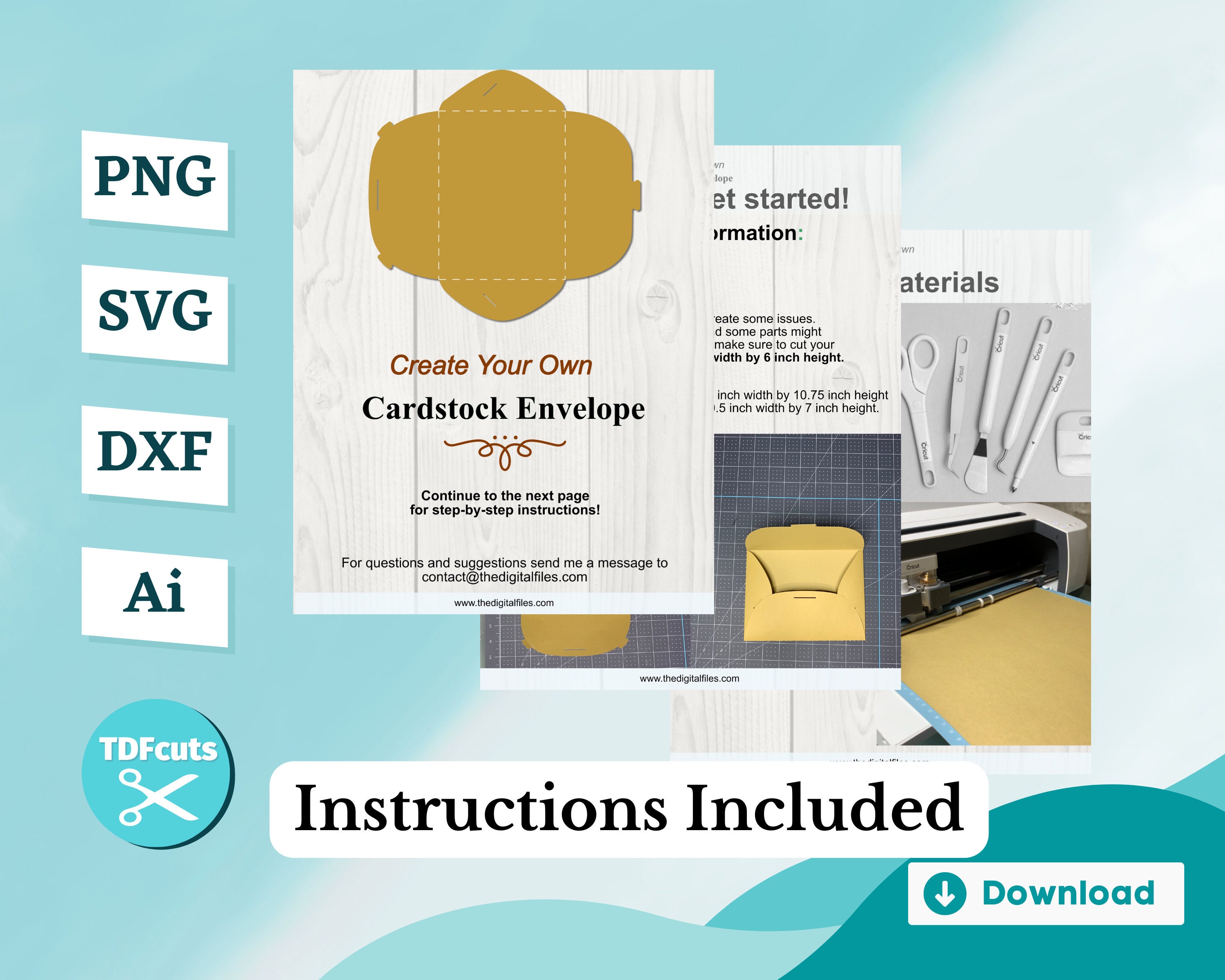 Envelope Cut File Template, No Glue Required, Made for Tdfcuts Birthday ...