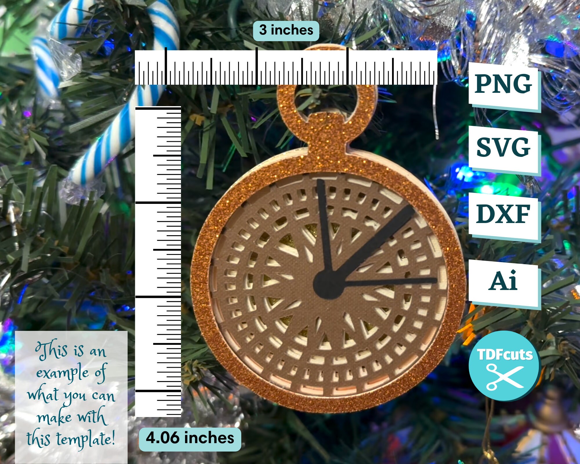 Compas Ornament Cut File in PNG, SVG, DXF, Ai, Layered Paper Christmas ...