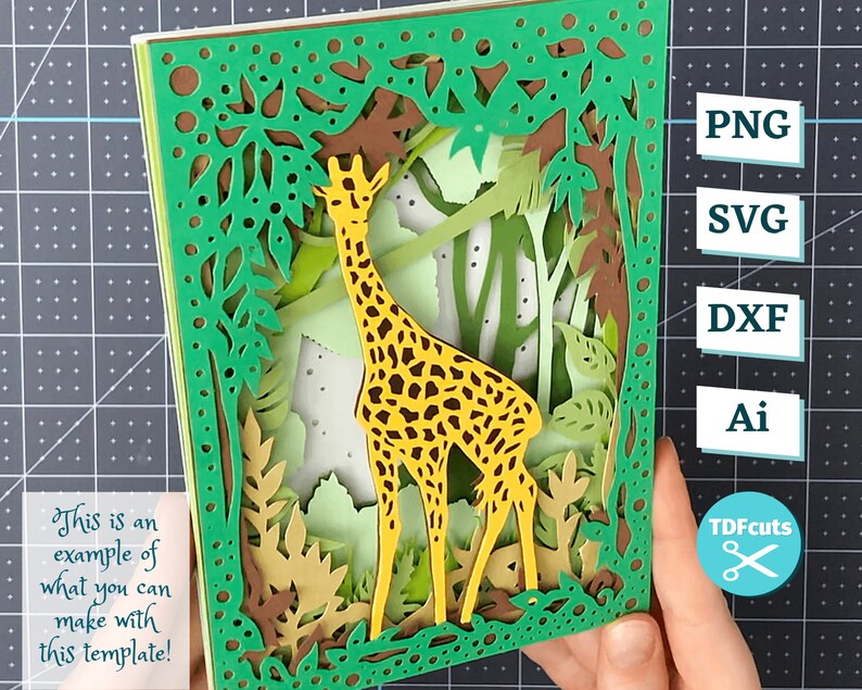 Giraffe Forest Scene Template Cut File in PNG, SVG, DXF, Ai, Layered ...