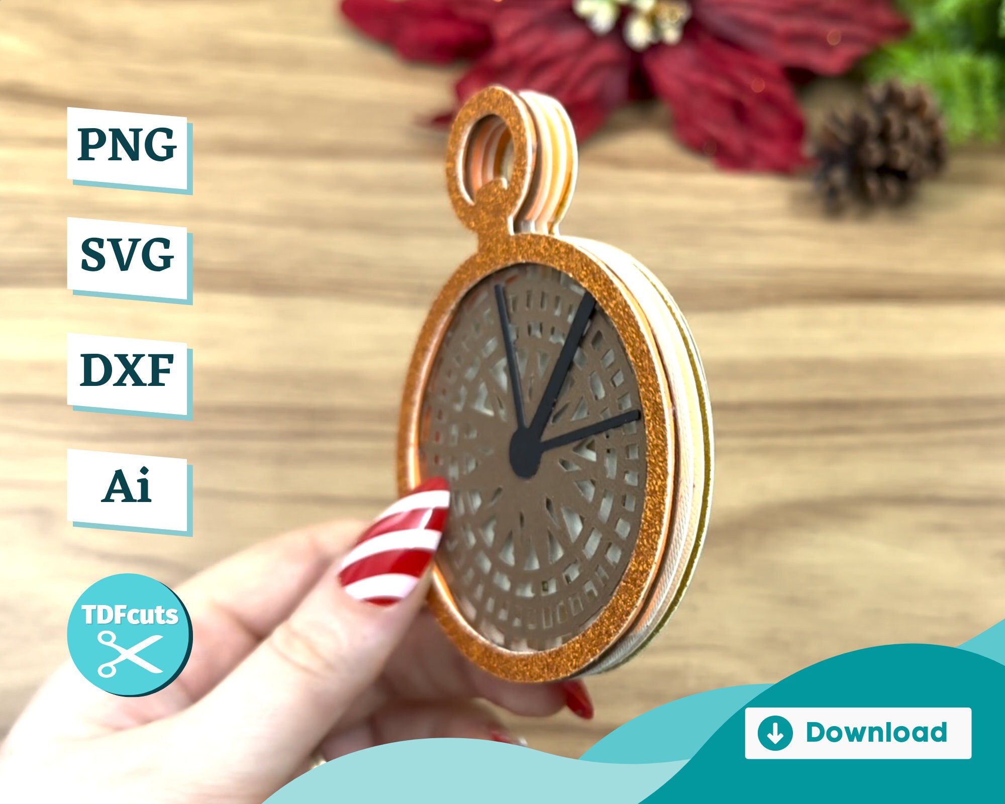 Compas Ornament Cut File in PNG, SVG, DXF, Ai, Layered Paper Christmas ...