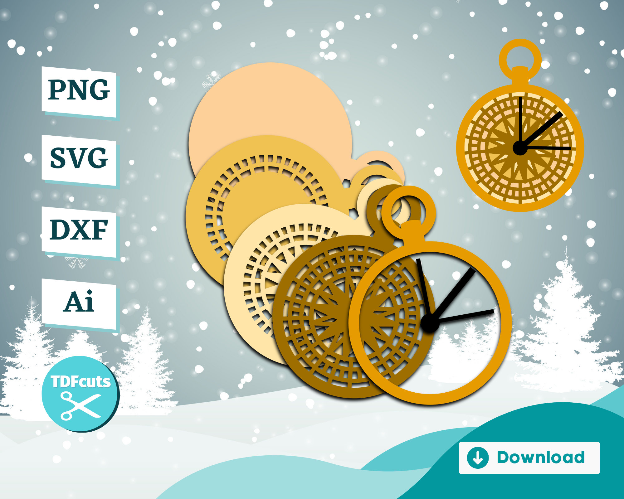 Compas Ornament Cut File in PNG, SVG, DXF, Ai, Layered Paper Christmas ...