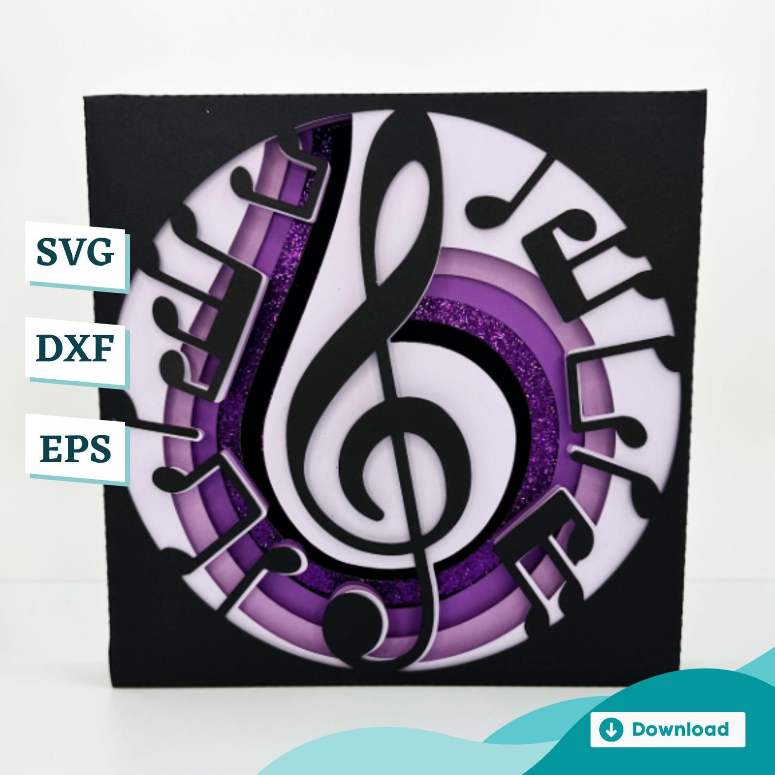 Music Notes Scene Template Cut File in Glueless SVG, DXF, EPS Layered ...
