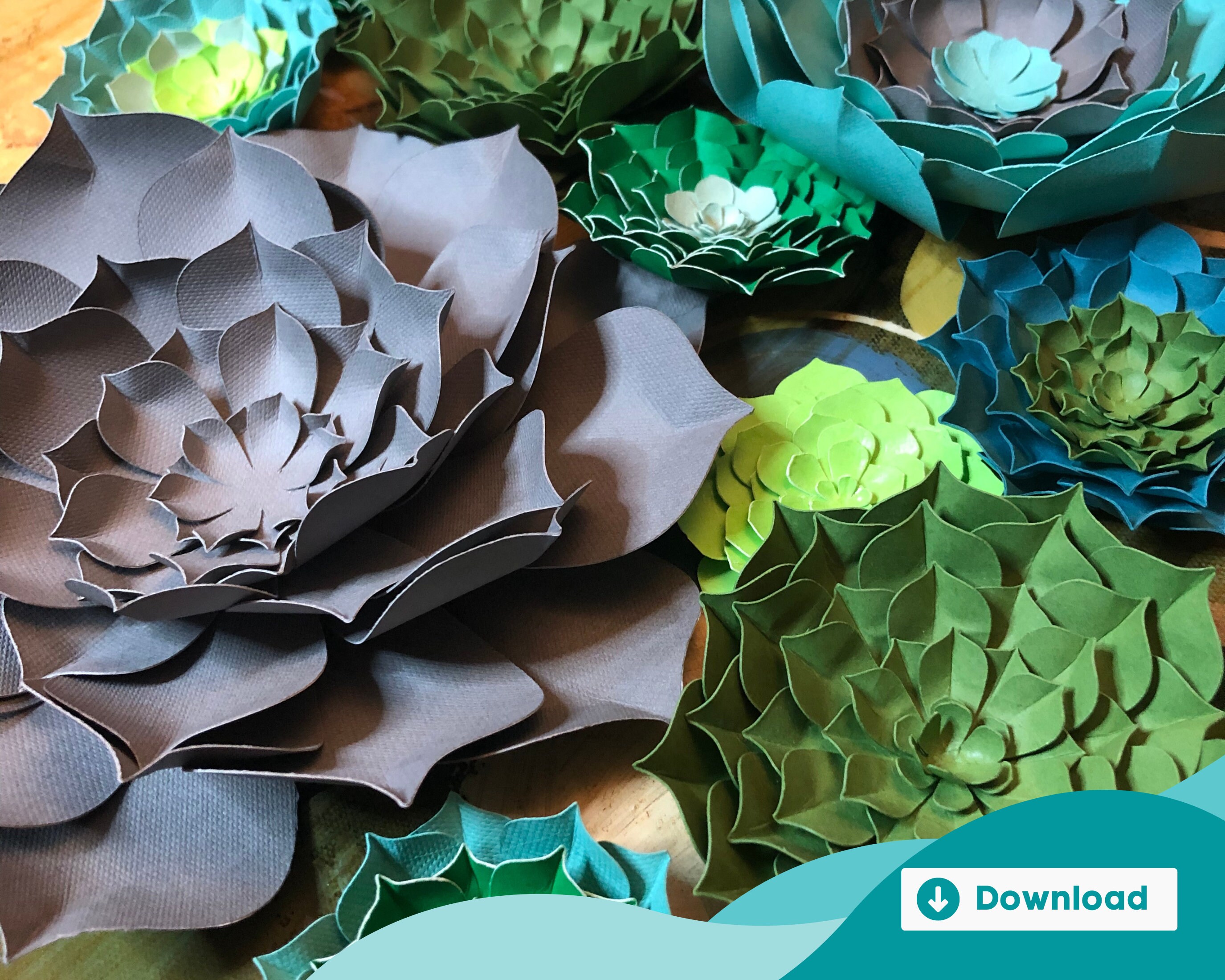 Succulent Layered Petal Paper Cut File in PNG, SVG, DXF, Ai, Cardstock ...