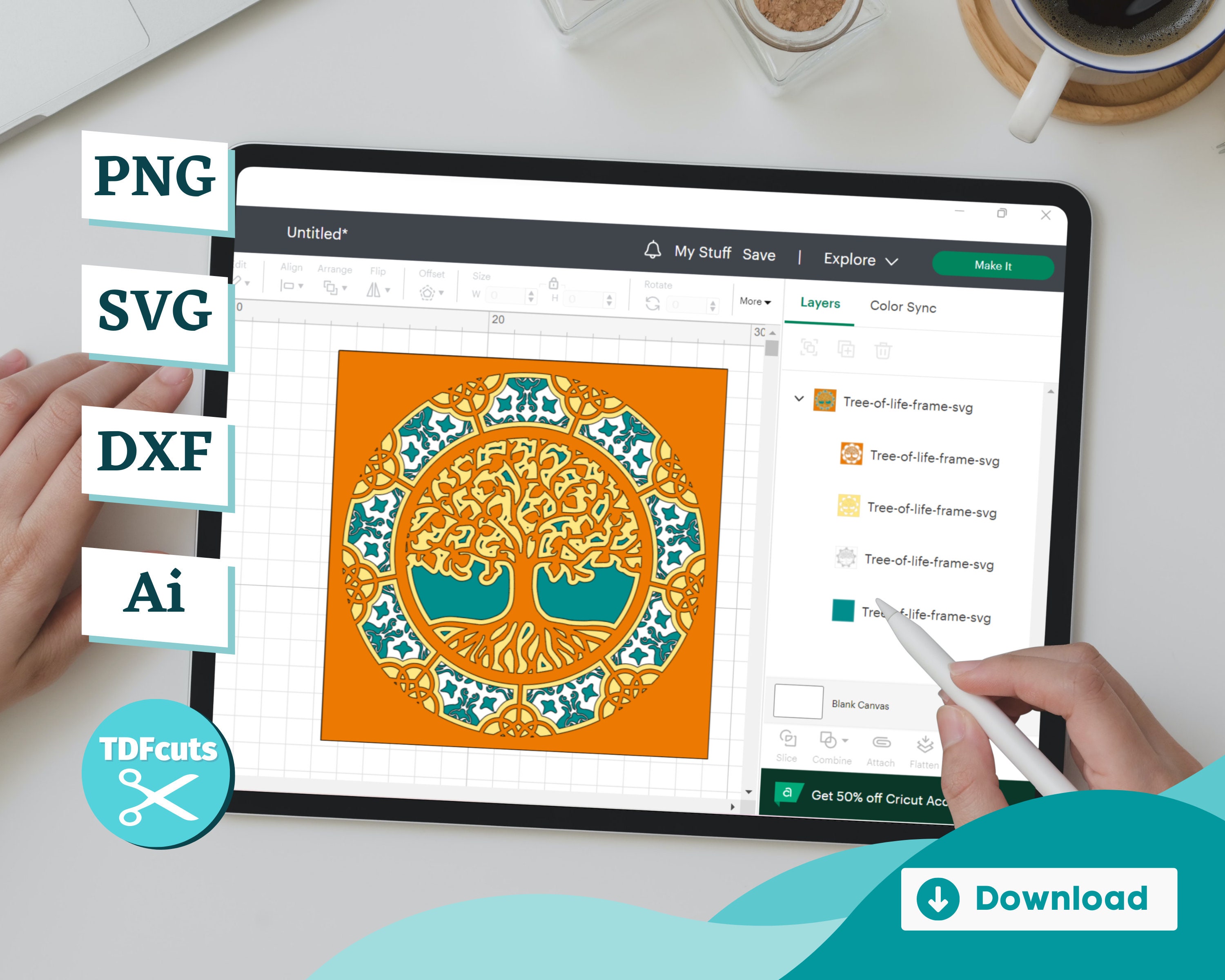 Tree of Life Scene Template Cut File in PNG, SVG, DXF, Ai, Layered ...